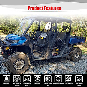 Goldfire Defender Center Underseat Storage Box Bin + Universal UTV Removable Portable Ice Chest Cooler Groceries Bag with Straps For Can Am Defender/Defender Max 2016+ Accessories(Part#715003446)