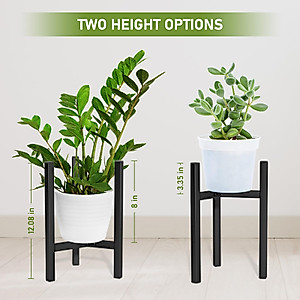 Blvornl Adjustable Plant Stand, Mid-Century Modern Metal Plant Stand 3 Legs Heavy Duty for 8"-12" Plant Pot, Flower Potted Plant Holder Display for Indoor and Outdoor(Black, Excluding Potted Plant)