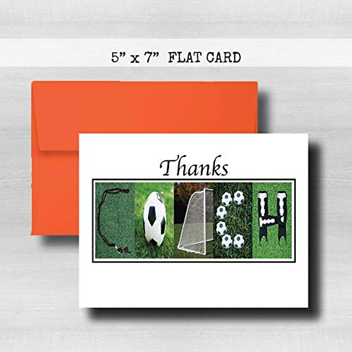 Personalized Soccer Coach Thank You Card, 5"x 7" Flat Card, Greeting Cards