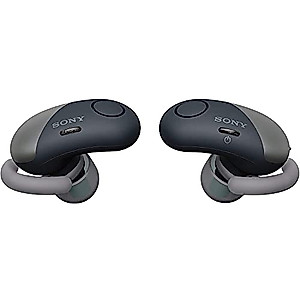 Sony Wireless Bluetooth in Ear Headphones: Noise Cancelling Sports Workout Ear Buds - Cordless, Sweatproof Sport Earphones, Built-in Microphone, Extra BASS WF-SP700N/B Black (Renewed)