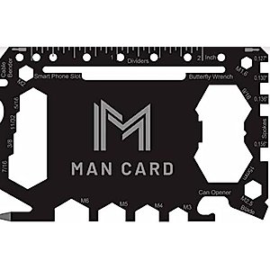 Man Card - 46 in 1 Ultimate Credit Card Multitool, Tactical Survival Tool, Great for Quick Repairs - Camping Gear, Outdoor Gadget, Valentine's Day Present, or Father's Day Gift (Black)