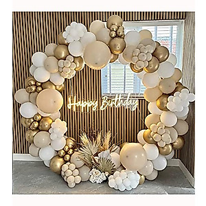 EROOCAI White Sand Gold Balloons Garland Arch Kit-DIY 158pcs Sand White Metallic Chrome Gold Balloons for Baby Shower Bridal Shower Christening Engagement Birthday Party Dcorations