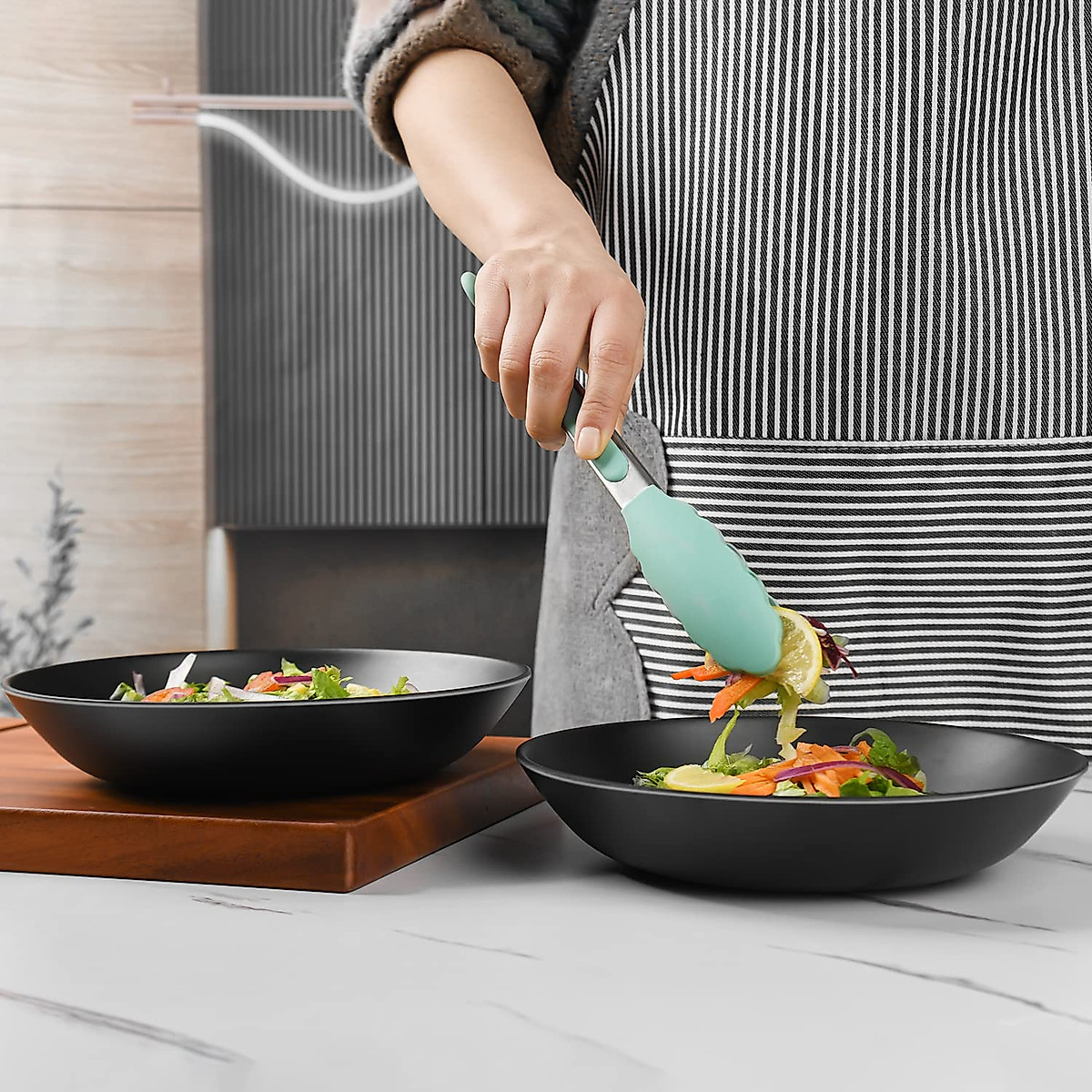 GEHE Pasta Bowls 34oz, 8.6" Large Salad Bowls, Bamboo Fiber Pasta Bowls Set of 6, Kitchen Serving Bowls for Pasta, Salad, Cereal, Noodles, Dessert, Soup and Dishwasher Safe, House-warming Gift