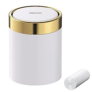 Mini Trash Can with Lid, Desktop Small Trash Can Recycling Bin Cute Metal Garbage Can for Tabletop Countertop Use,Stainless Steel 0.4Gal/1.5L Waste Bin for Office Parlor Car Bedroom,Swing Lid Open