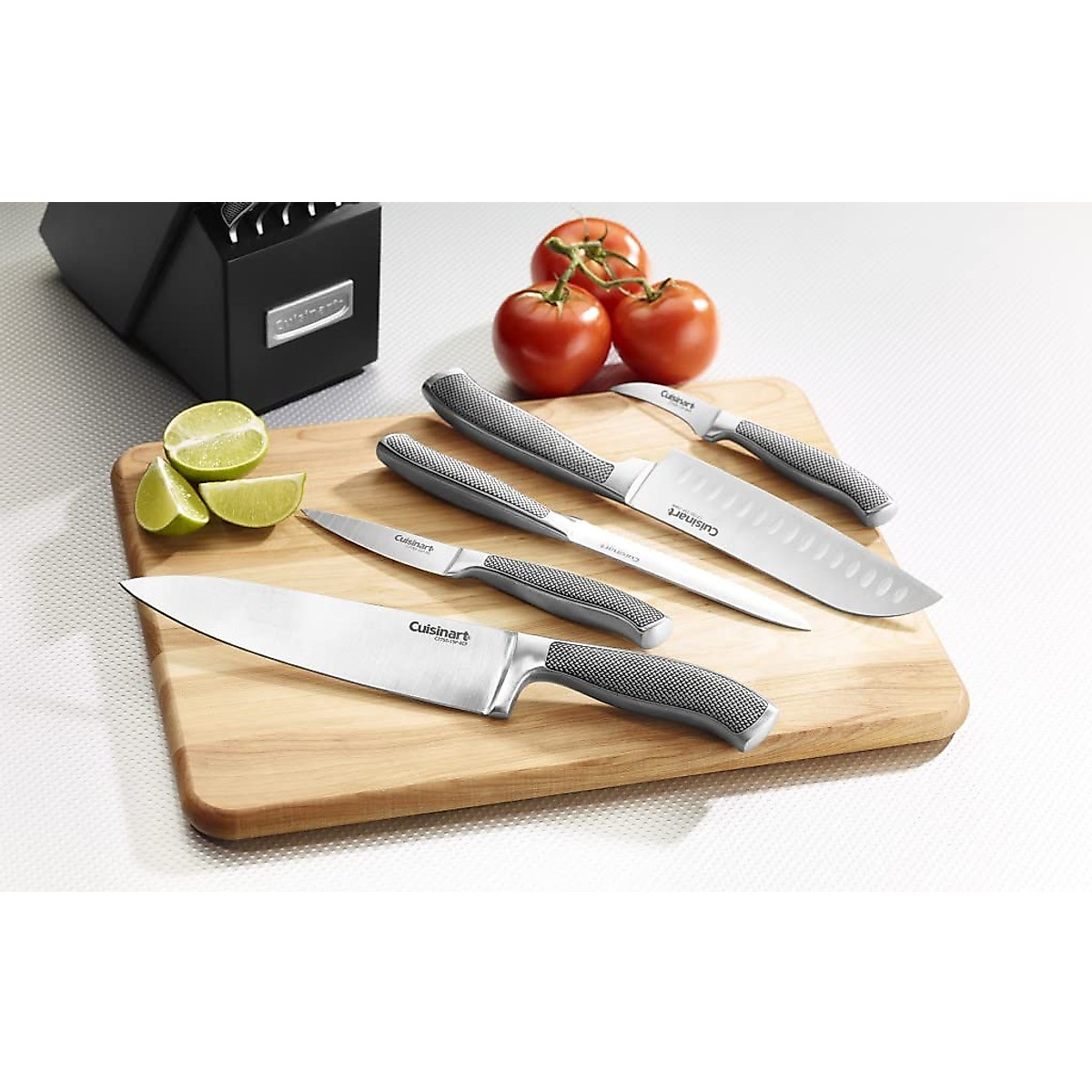CUISINART Block Knife Set, 15pc Cutlery Knife Set with Steel Blades for Precise Cutting , Lightweight, Stainless Steel, Durable & Dishwasher Safe,C77SS-15P
