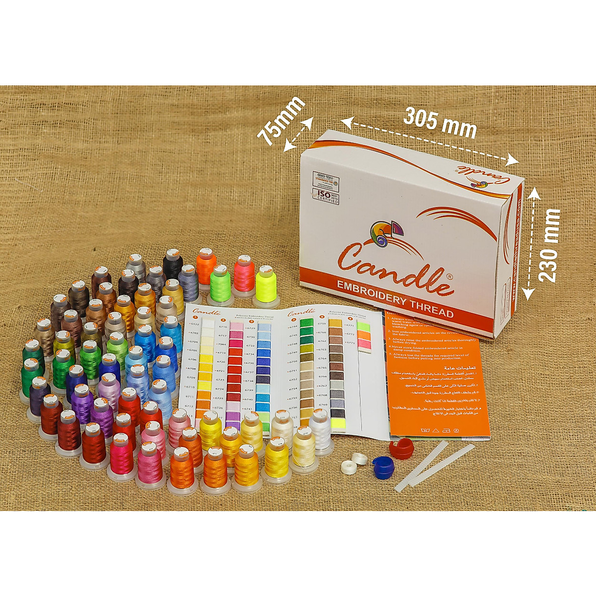 Candle 63 Colors Embroidery Machine Thread - Kit of Polyester Brother Thread Spools 500M (550 Yards) for Home Users