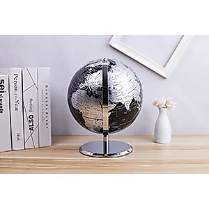 ANNOVA Metallic World Globe Black – Educational/Geographic/Modern Desktop Decoration - Stainless Steel Arc and Base/Earth World - Metallic Black - for School, Home, and Office (10-Inch)