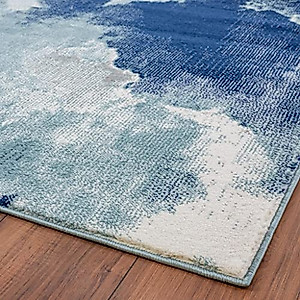 LUXE WEAVERS Modern Watercolor Painting Abstract Blue 5x7 Area Rug