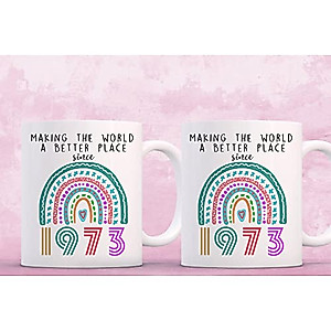 50th Birthday Gifts Women Coffee Mugs - 1973 Birthday Gifts For Women, 50 Year Old Birthday Gifts For Women, 50th Birthday Gift Ideas, 50 Birthday Gifts For Women Cups, Novelty Fifty Mug 11 oz (50)