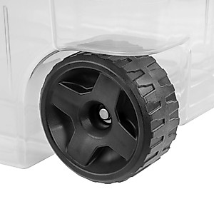 K&J CHIPMUNK Storage Bin 40 Gallon 160 Quart Plastic Rolling Stacker Box Wheeled Storage Box, Lidded Stackable Storage Bin Container for Home, Garage, and Camping Clear Base & Gray Lid 2-pack