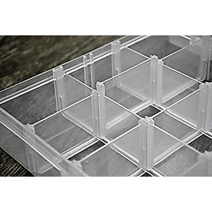 SE Large Plastic Translucent Storage Container with 18 Adjustable Sections - 87064DB