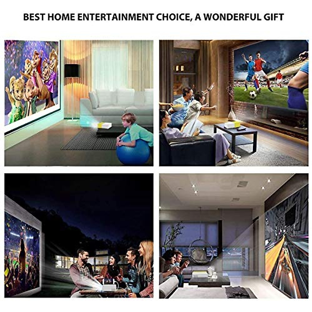 Cuifati Mini Projector,Mini Stylish Home Theater Portable LED Projector HD HDMI Projector,for Outdoor&Indoor,US Plug,White &Yellow