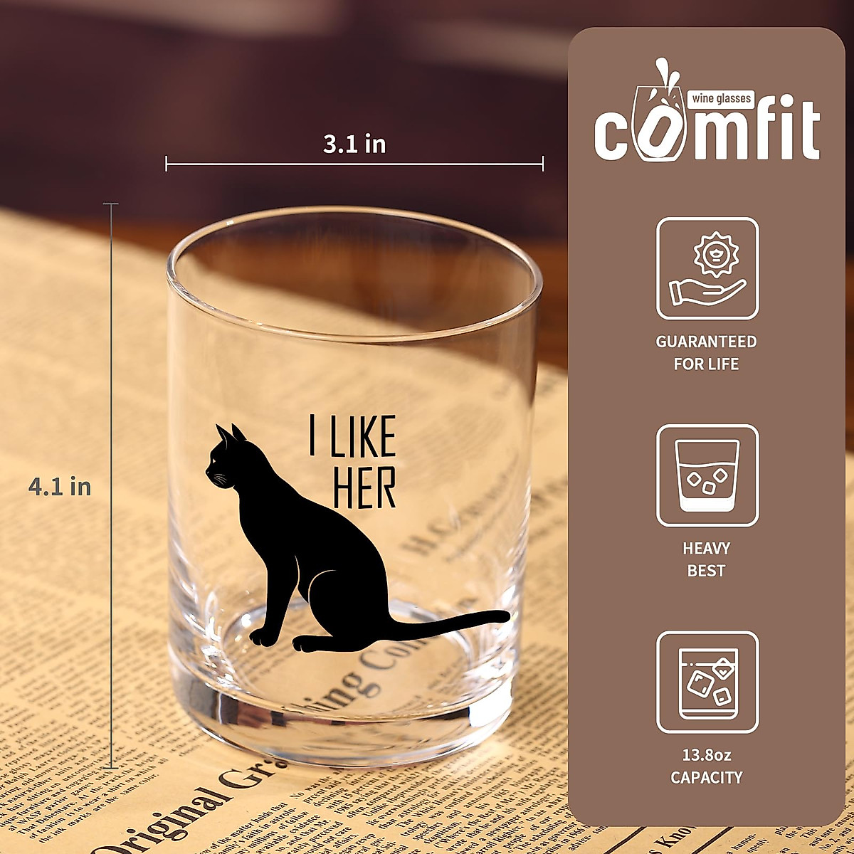 comfit Funny Anniversary Bridal Shower Gifts for Couples Her Him, [Gag Couple Gift], Wedding Gift for Newlywed, Wife Husband Boyfriend Girlfriend Gifts Naughty Cat Wine Glasses