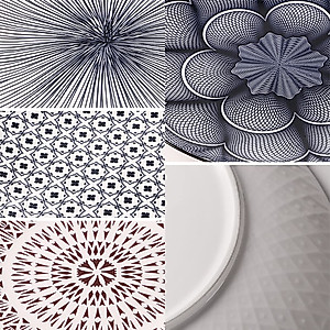 Y YHY 10“ Ceramic Plates, Porcelain Dinner Plates Set of 4 for Salad, Pasta, Appetizer, Dessert - 4 Pattern for Thanksgiving & Christmas, Dishwasher & Microwave Safe