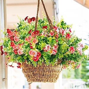 COCOBOO 8pcs Artificial Boxwood Stems for Artificial Flowers Outdoors Decor, Unfading in The Sun Plastic Plant, Fake Foliage Shrubs Greenery for Home Farmhouse Garden Wedding Indoor Outside Decoration