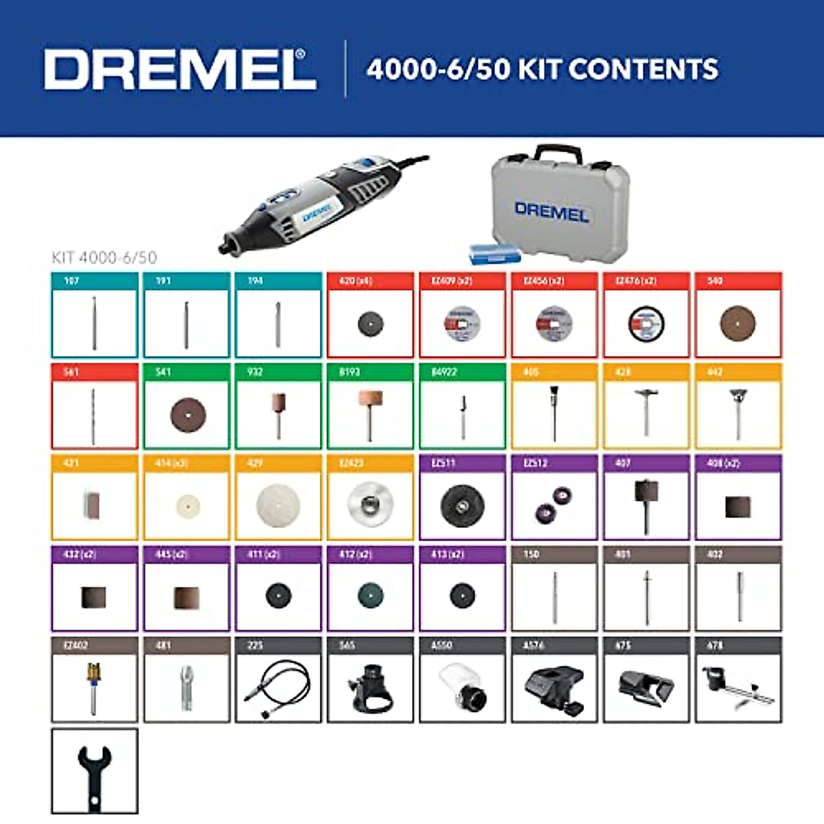 Dremel 4000-6/50 High Performance Rotary Tool Kit with Flex Shaft- 6 Attachments & 50 Accessories- Grinder, Mini Sander, Polisher, Engraver- Perfect for Routing, Cutting, Wood Carving