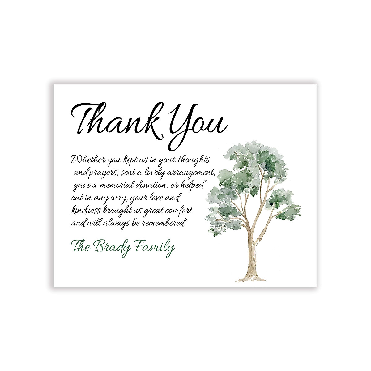 Sympathy Acknowledgement Cards, Funeral Thank You and Bereavement Notes Personalized with Envelopes