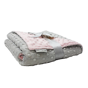 MEG ORIGINAL Minky Dot Baby Girl Blanket, Pink and Gray, 384