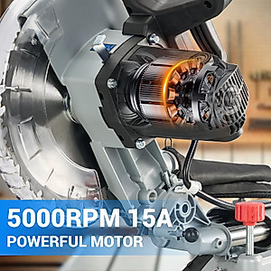 Double Bevel Compound Sliding Miter Saw, Double-Bevel Corded Miter Saw with Laser Guide & 15-Amp Heavy-Duty Motor, Sliding Miter Saw with TCT Saw Blade for Woodworking (10")