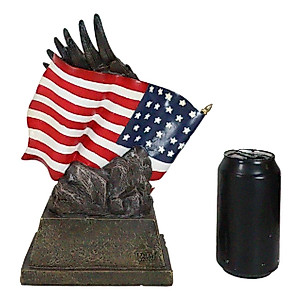 Ebros Patriotic Pride and Honor Bald Eagle Clutching American Flag Statue 10.75" Tall Wildlife Decor Figurine