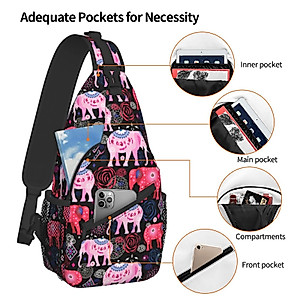 African Ethnic Elephant Chest Bags Crossbody Sling Bag Travel Hiking Backpack Casual Shoulder Daypack For Women Men