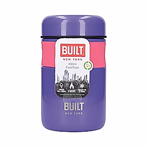 Built Double Wall Vacuum Insulated Flask for Hot and Cold Foods, 490 ml, Purple