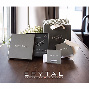 EFYTAL 50th Birthday Gifts for Women, 925 Sterling Silver Five Circle Necklace For Her, Thick Ring 5 Decade Jewelry 50 Years Old