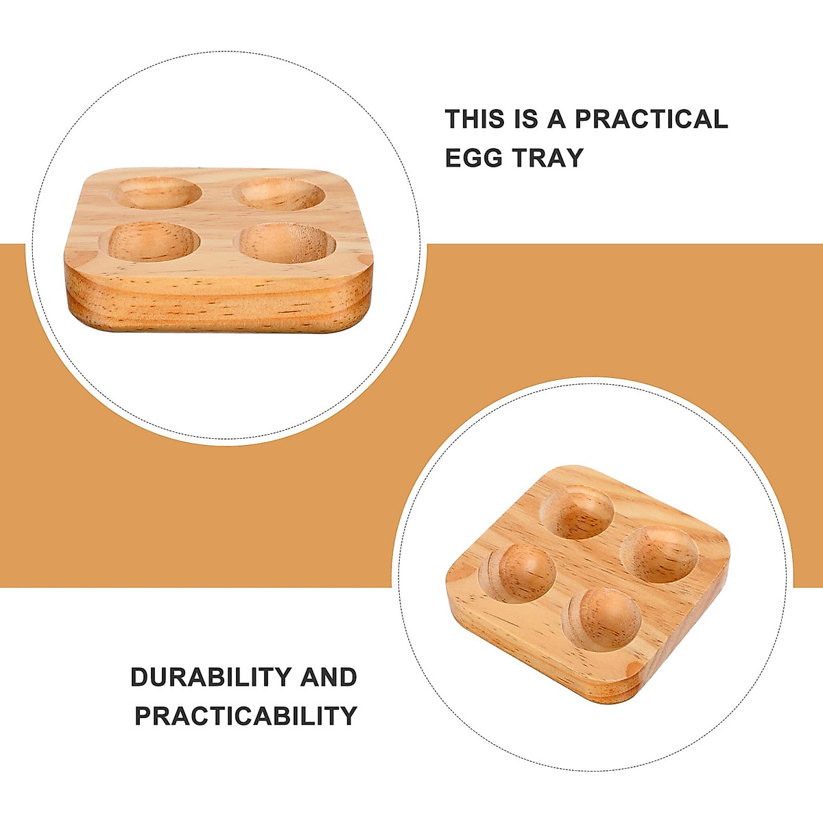 Cabilock Wood Egg Holder Egg Tray 4 Holes Egg Plate Egg Display Stand Storage Containers Rack Egg Decorating Kit for Tabletop Refrigerator