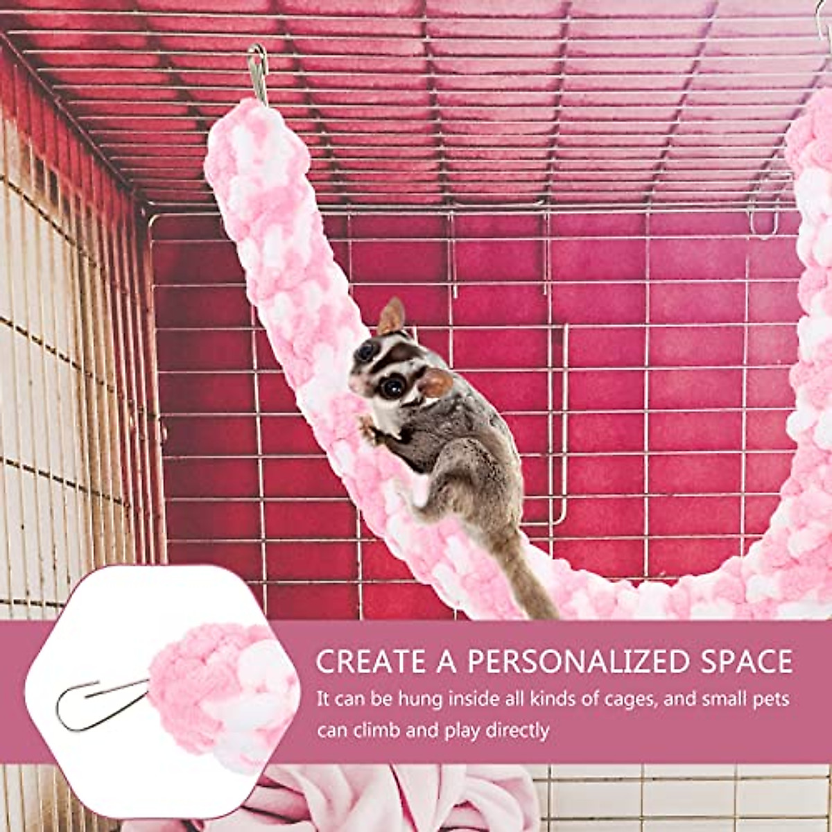PATKAW Hamster Hanging Toy Rat Toys Bird Rope Perch Swing Toy for Cage Accessories Climbing Exercising Pink White