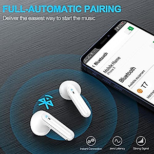 yobola Wireless Earbuds, Bluetoth Earbuds Deep Bass HiFi Stereo, Bluetoth Headphones 4 Microphone Clear Call, IPX7 Waterproof Wireless Headphones 5.3 Touch Control, USB-C Fast Charging