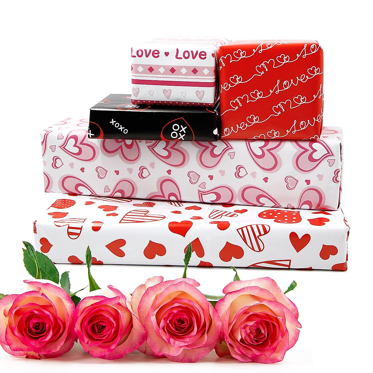 FANCY LAND 10 Sheets Valentine Wrapping Paper Sheets Wedding Valentines Day Gift Wrap Folded Large Sheets 20 X 28 Gift Decoration