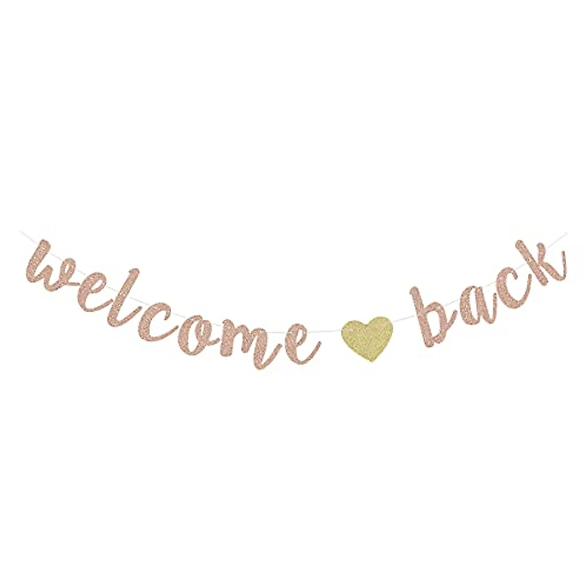 Glitter Welcome Back Banner Returning Home Party Paper Sign Teenager Homecoming Returning Home Retiring from The Army Decorations £¨Rose Gold£©