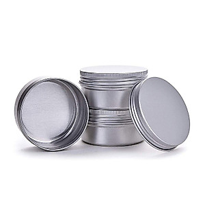 20 Pack 2 Ounce Aluminum Tin Jar Refillable Containers 60 ml Aluminum Screw Lid Round Tin Container Bottle for Cosmetic,Lip Balm, Cream