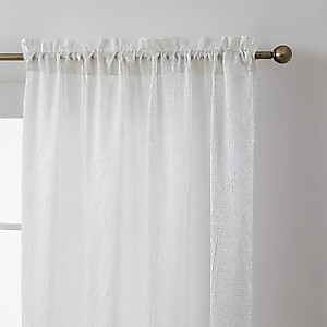 HLC.ME Bello Crushed Satin Semi Sheer Privacy Light Filtering Transparent Window Pocket Hole Curtains Drapery Panels for Bedroom & Living Room, 2 Panels (54 W x 84 L, White)
