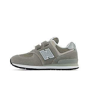 New Balance Kid's 574 Core Hook and Loop Sneaker, Grey/White, 1 Wide Little Kid
