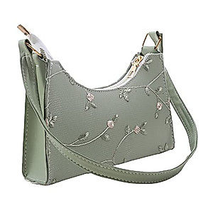 FAJIA Women Embroidered Satchel Handbag PU Leather Small Shoulder Bag for Women