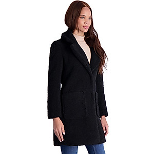 French Connection Womens Teddy Faux Shearling Faux Fur Coat Black XL