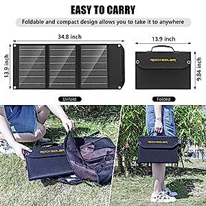 ROCKSOLAR 30 Watt Foldable Solar Panel Kit - Monocrystalline Cell Solar Battery Charger with Multiple 12V DC/USB/USB C PD Outlets - IPX4 Water Resistant Portable Starter Kit for Home, RV, Camping