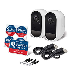 Swann White Wire-Free 1080P Battery Camera (2-Pack)