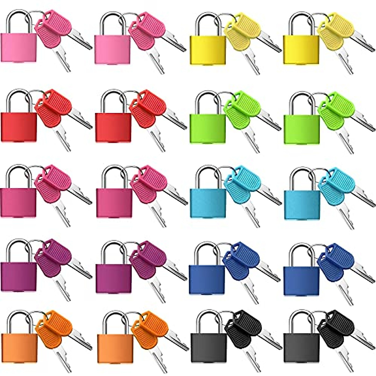 20 Pieces Mini Padlock Suitcase Locks 1.25''with Keys Multicolor Keyed Padlock Metal Small Luggage Lock Keyed Padlocks for Gym Locker, Backpack, Box Laptop Bag (Colorful)
