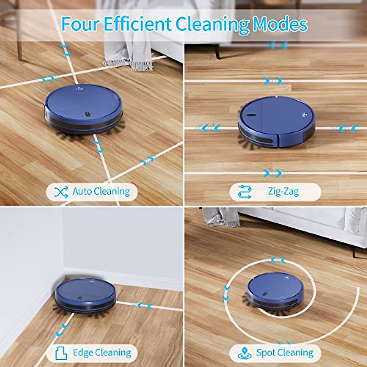 ZCWA Robot Vacuum, Robot Vacuum and Mop Combo with Schedule, Self-Charging Robot Vacuum Cleaner Compatible with WiFi/APP/Alexa, Perfect for Pet Hair, Hard-Floor and Carpet