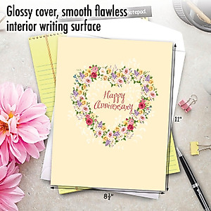 The Best Card Company - Jumbo Floral Heart Anniversary Greeting Card (8.5 x 11 Inch) - Love, Romantic Card for Wife, Husband - Heartfelt J6578AANG
