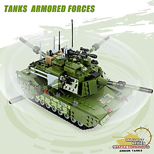 City War Military Tank Building Blocks Set, 6-in-1 Army Armored Force Construction Kit with Vehicles, Airplane, Boat, Creative Roleplay STEM Toy Gift for Kids, Boys Girls Ages 6+ (952 Pieces)