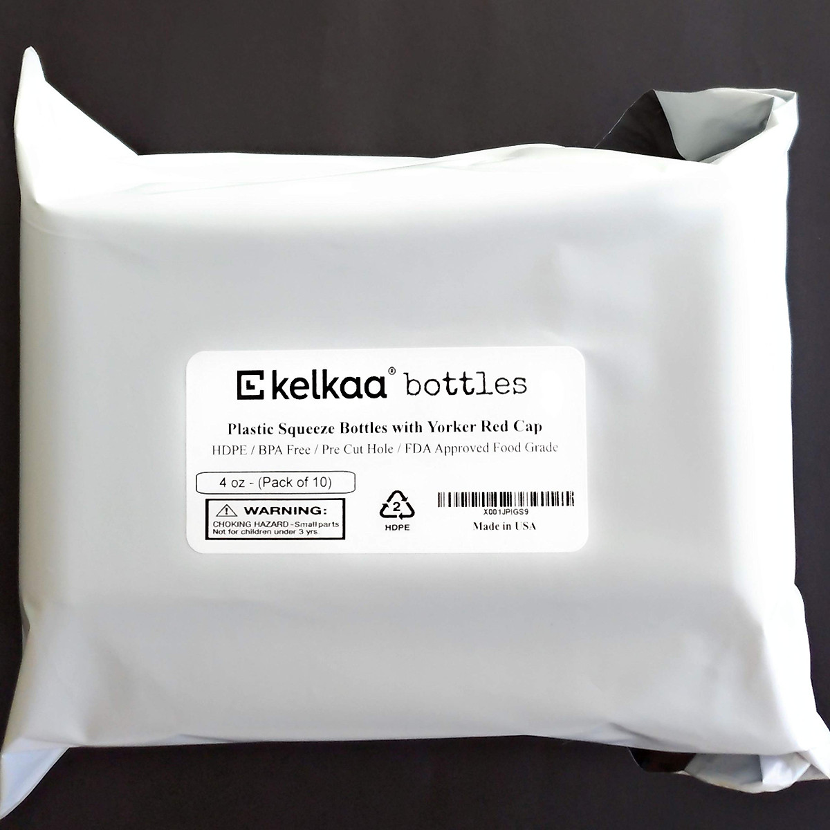 kelkaa 4oz HDPE Durable Plastic Squeeze Bottles with Yorker Red Cap Natural Clear Bottles for Food, Crafts, Any DIY Liquid Products, Multi Purpose Refillable Bottles (Pack of 10)