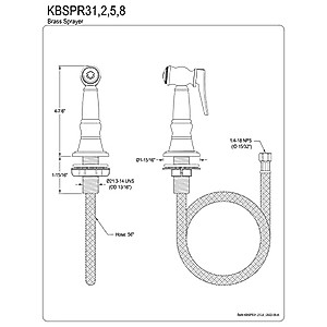 Kingston Brass Gourmetier KBSPR38 Kitchen Faucet Sprayer with Hose, Brushed Nickel