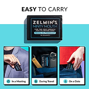 Zelmin's Minty Mouth Breath Freshener - (3 Pack) Long Lasting Bad Breath Treatment for Adults, Instant Freshness Helps with Dry Mouth, Natural Breath Mints for Travel, Alcohol-Free, Keto, Gluten-Free