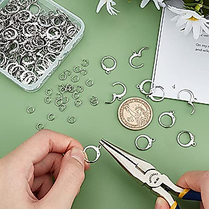 DICOSMETIC 100pcs Huggie Hoop Earring Findings and 100pcs Open Jump Rings Stainless Steel Round Earring Hooks Leverback Ear Hooks Huggie Earring with 1.2mm Loop for DIY Earring Making