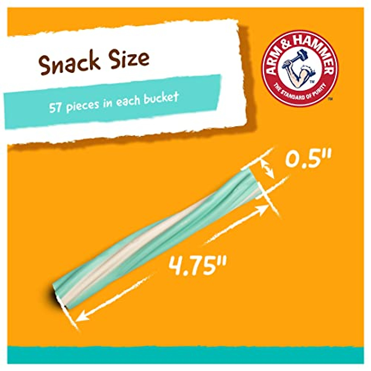 Arm & Hammer for Pets Twisters Fresh Breath Dental Treats for Dogs, Value Pack, 57 Pieces | Dental Dog Chews Fight Bad Doggie Breath, Plaque & Tartar Without Brushing