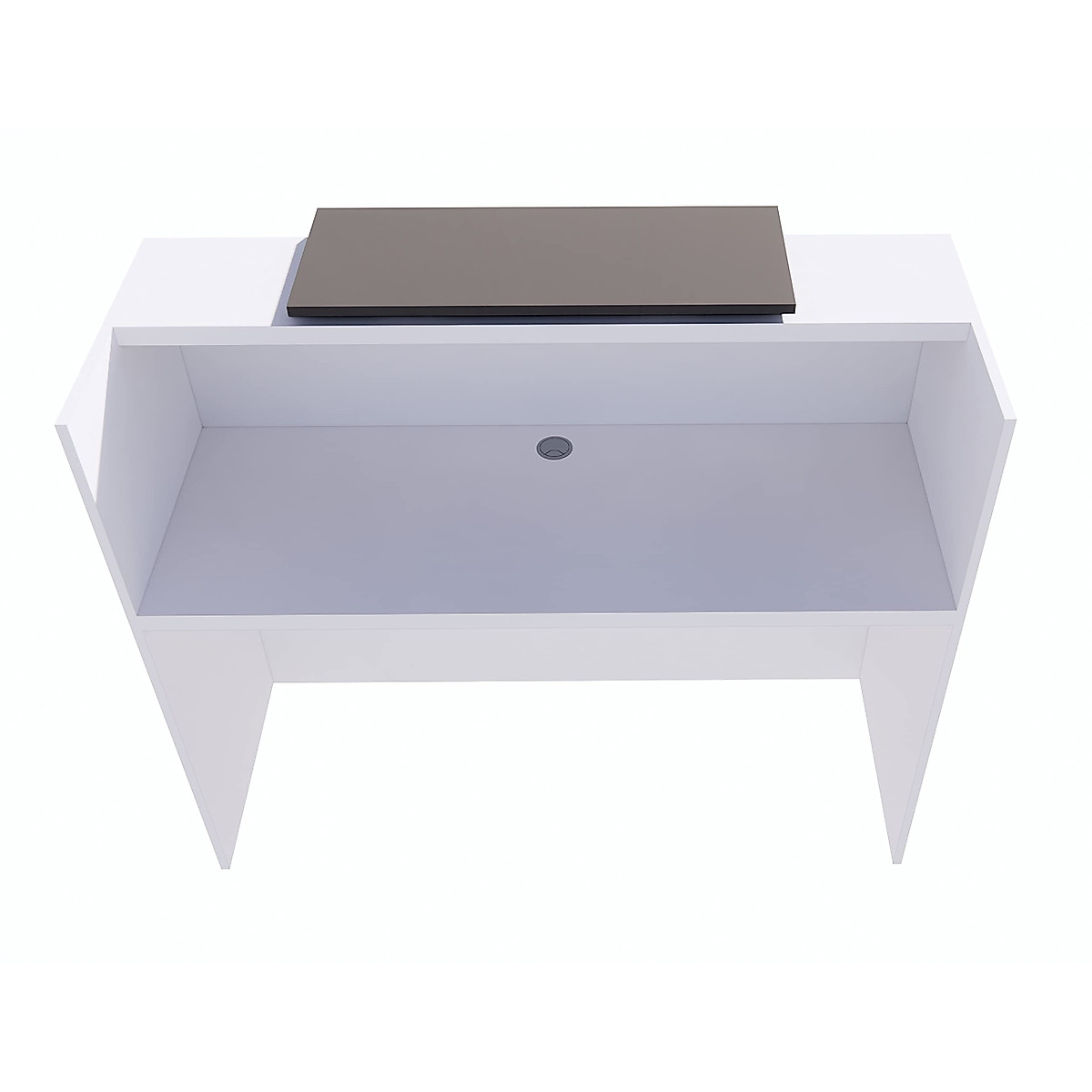 UGOS ICN 53" Modern Reception Desk, Multifunctional Modern Transaction Counter Top, Laminate Desktop, Standing Front Table for Office, Home, School, Salon, Spa - White & Anthracite Gray