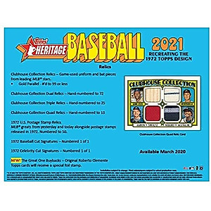 Topps 2021 Heritage Baseball Blaster Box 8 Packs Per Box